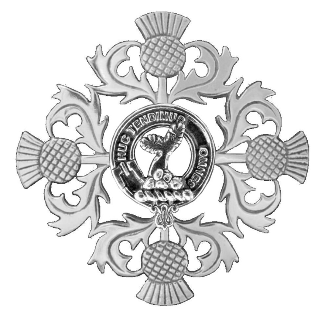 Patterson Clan Crest Scottish Four Thistle Brooch - Etsy España
