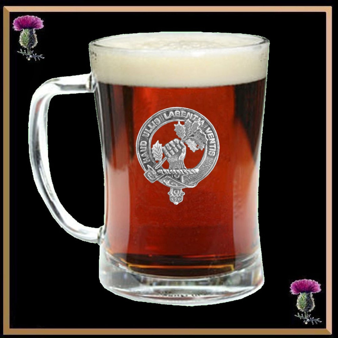 Irvine Bonshaw Polmood Crest Badge Beer Mug, Scottish Glass Tankard - Etsy