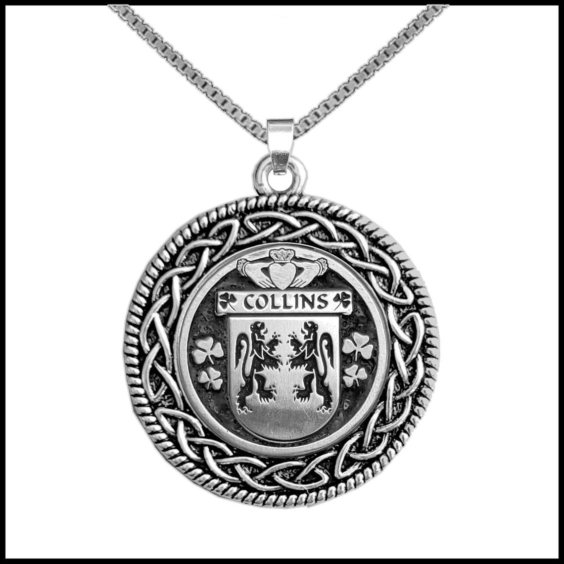 Collins Irish Coat of Arms Celtic Interlace Disk Pendant ~ IP06 - Etsy