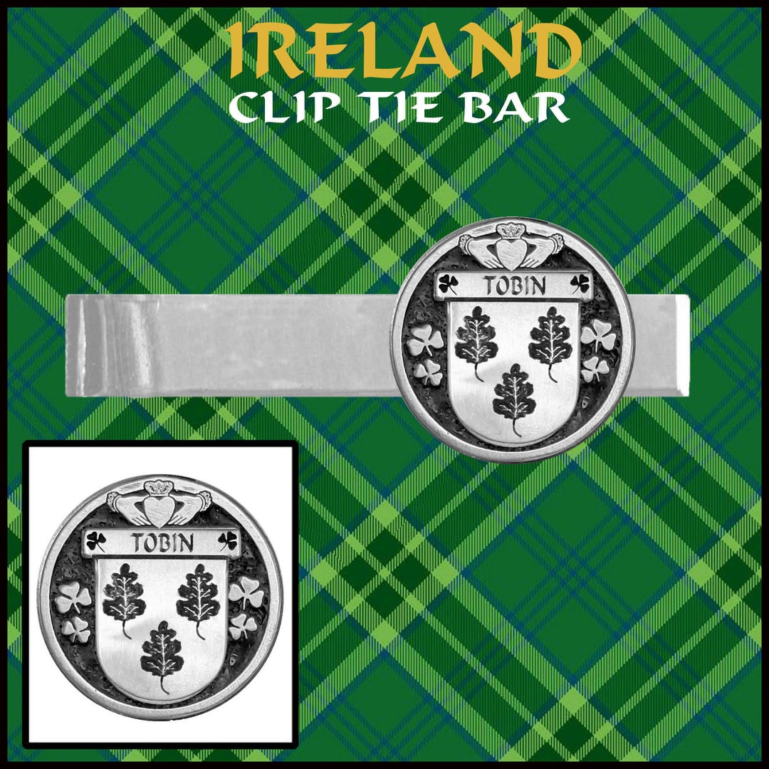 Tobin Irish Coat of Arms Clip Tie Bar - Etsy