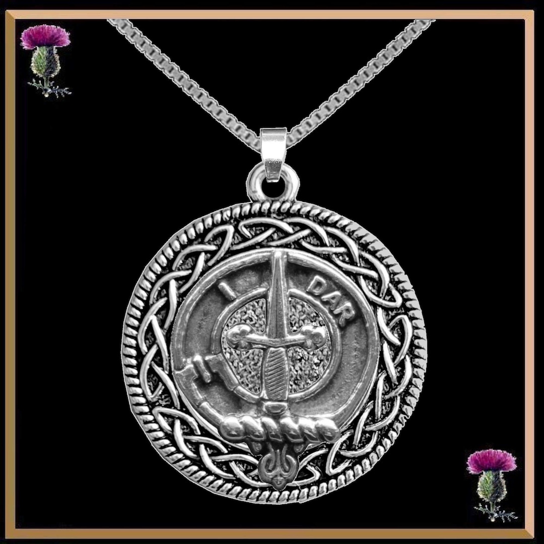 Dalziel Clan Crest Celtic Interlace Disk Pendant, Scottish Family Crest ...