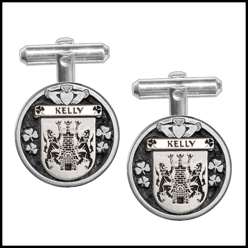 Kelly Irish Coat of Arms Disk Cufflinks - Etsy