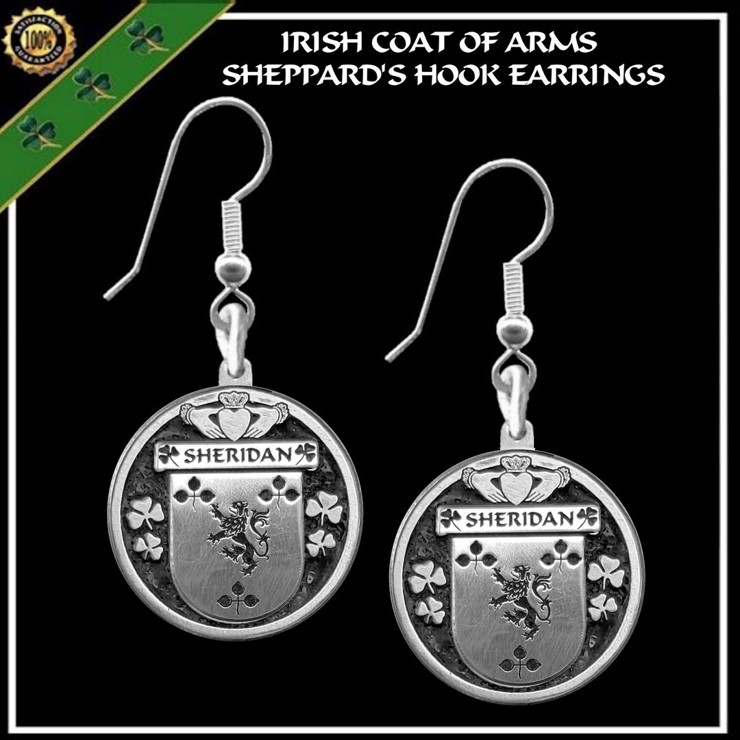 Sheridan Irish Disk Coat of Arms Earrings - Etsy