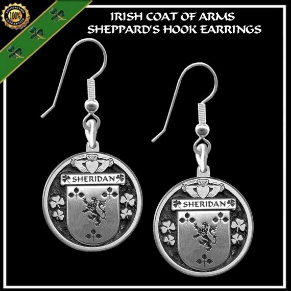 Sheridan Irish Disk Coat of Arms Earrings - Etsy