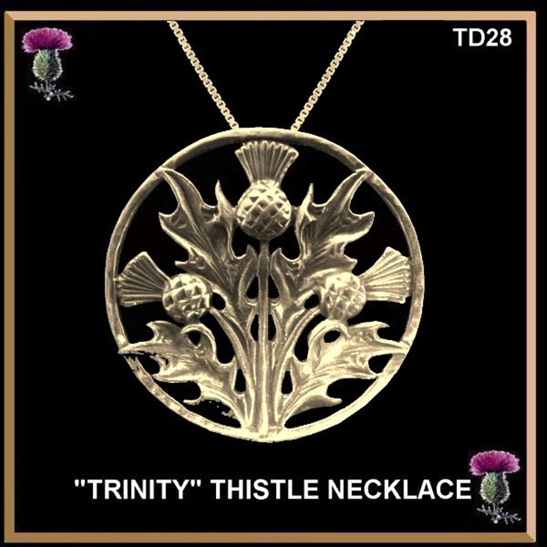 Trinity Thistle Pendant 14K Gold Scottish Emblem TD28GP - Etsy
