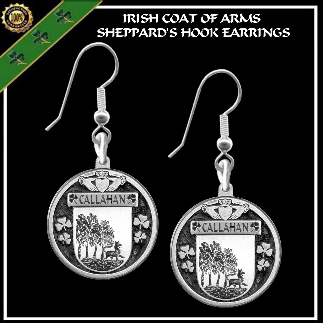 Callahan Irish Disk Coat of Arms Earrings - Etsy