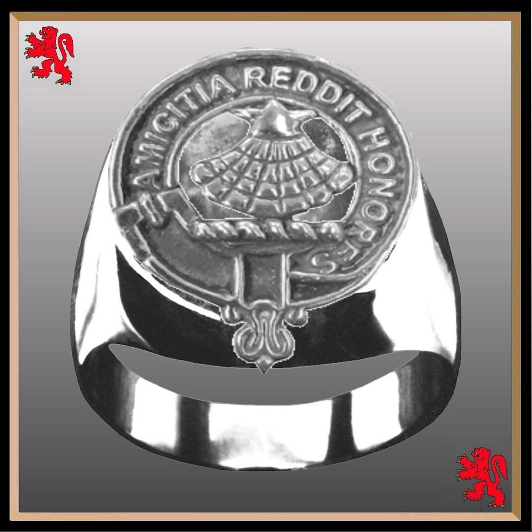 Pringle Scottish Clan Crest Ring GC100 ~ Sterling Silver and Karat Gold ...