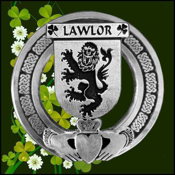 Lawlor Irish Claddagh Coat of Arms Badge | Etsy