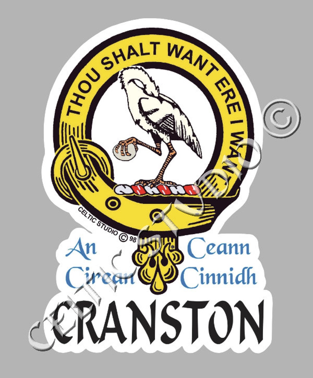 Cranston Clan Crest Decal | Custom Scottish Heritage Car & Laptop ...