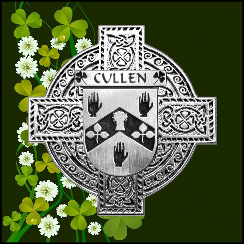 Cullen Irish Coat of Arms Celtic Cross Badge - Etsy