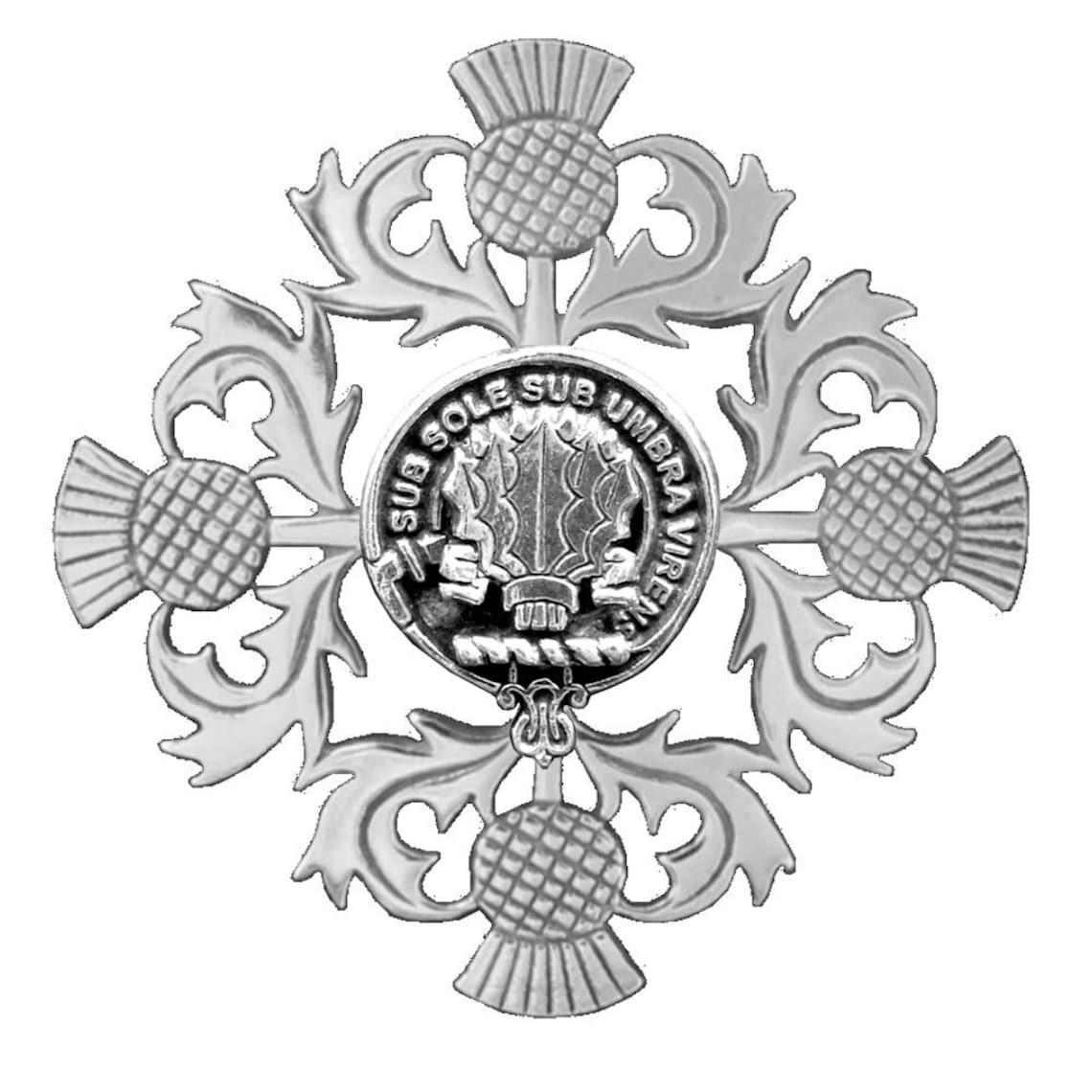 Irvine drum Clan Crest Scottish Four Thistle Brooch - Etsy