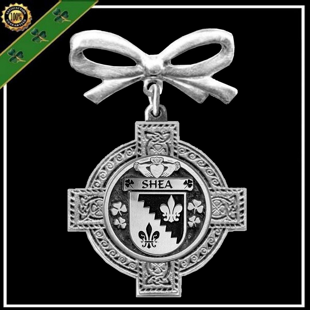 Shea Irish Coat of Arms Celtic Cross Bow Brooch - Etsy