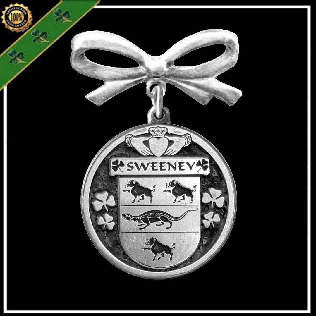 Sweeney Irish Coat of Arms Disk Bow Brooch - Etsy