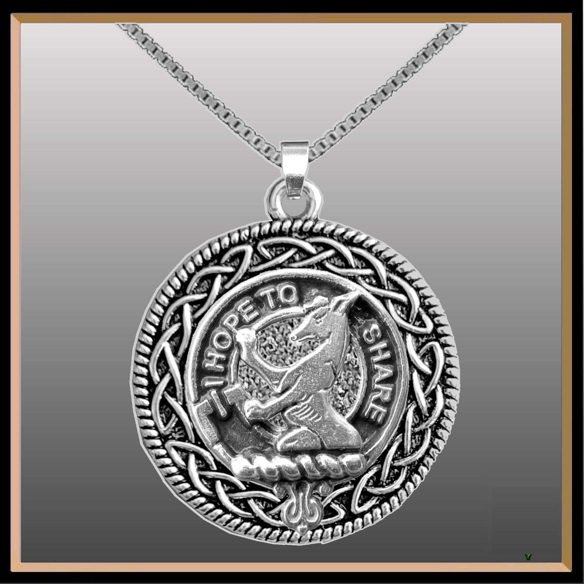 Riddell Clan Crest Celtic Interlace Disk Pendant Scottish | Etsy