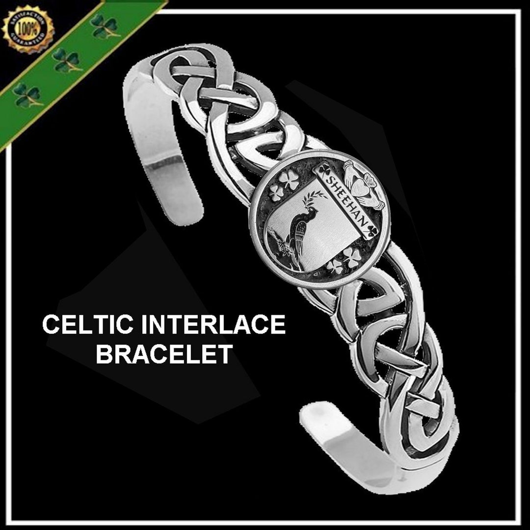 Sheehan Irish Coat of Arms Disk Cuff Bracelet - Sterling Silver - Etsy