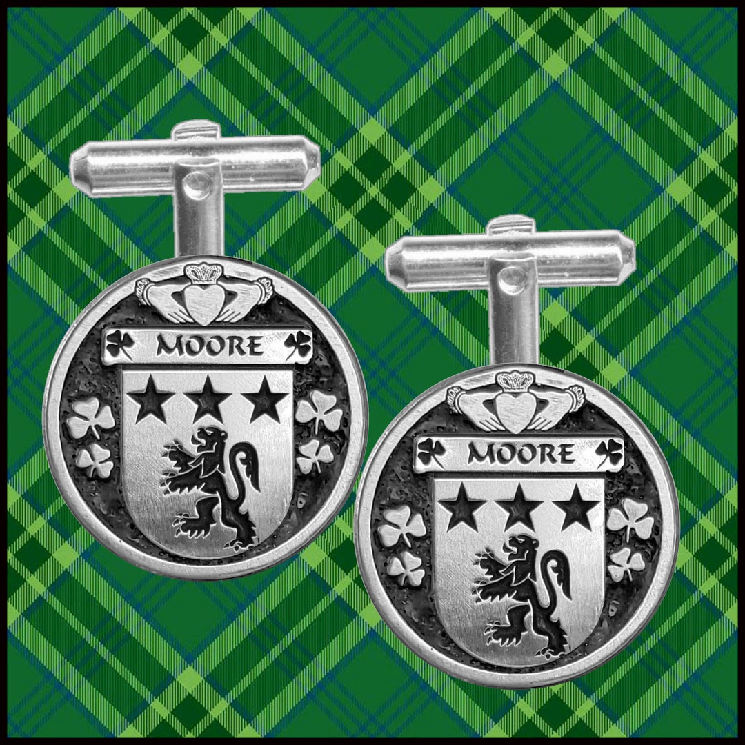 Moore Irish Coat of Arms Disk Cufflinks - Etsy