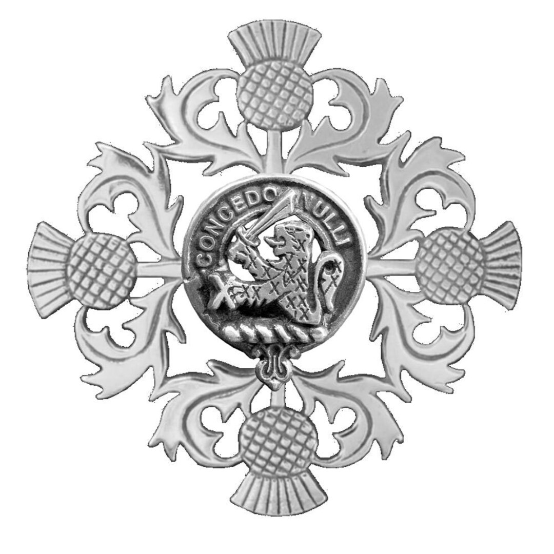 Little Clan Crest Scottish Four Thistle Brooch - Etsy
