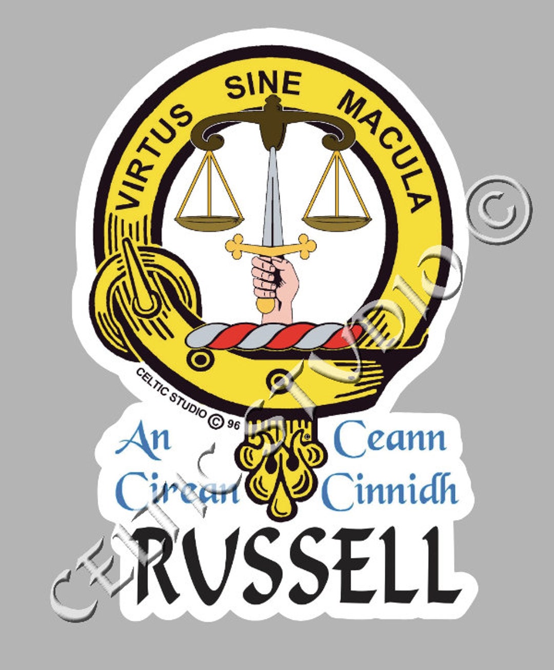 Russell Clan Crest Decal | Custom Scottish Heritage Car & Laptop ...
