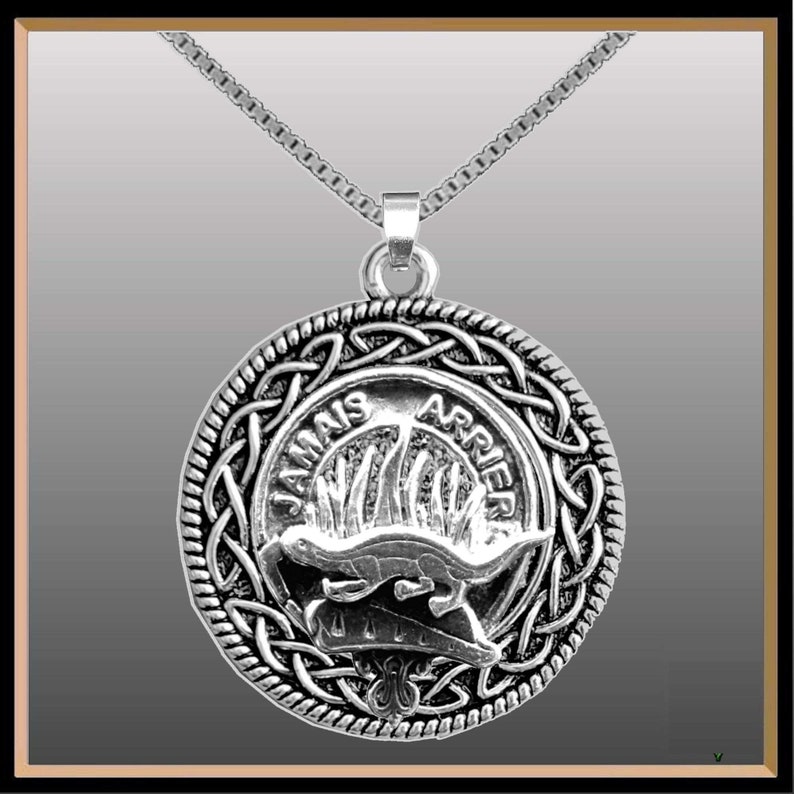 Douglas Clan Crest Celtic Interlace Disk Pendant, Scottish Family Crest ...
