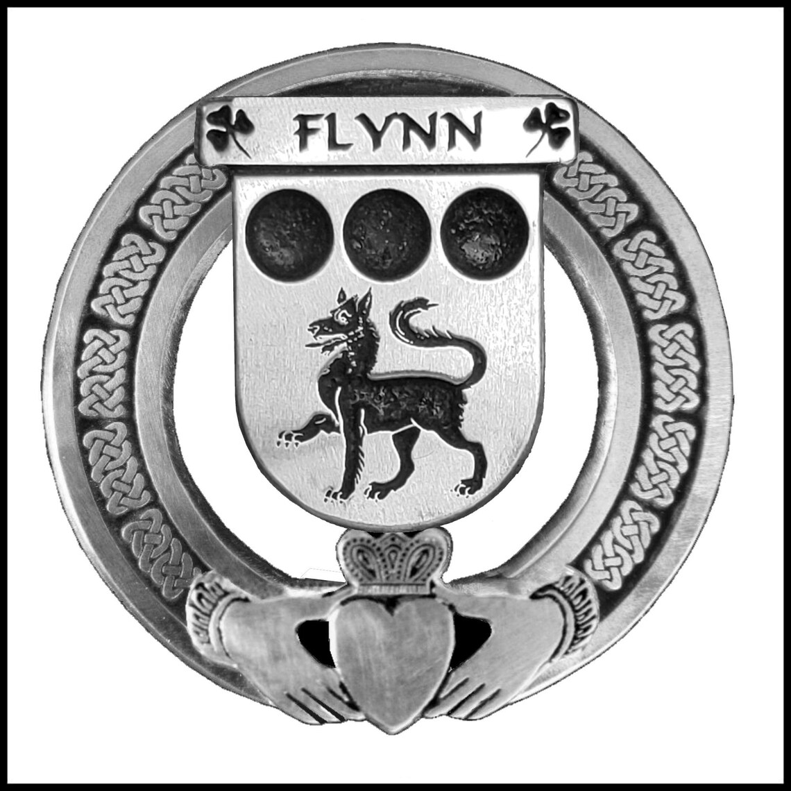 Flynn Irish Claddagh Coat of Arms Badge - Etsy