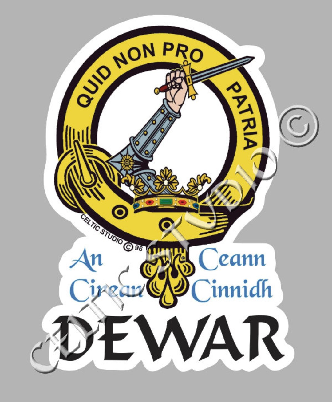Dewar Clan Crest Decal | Custom Scottish Heritage Car & Laptop Stickers ...