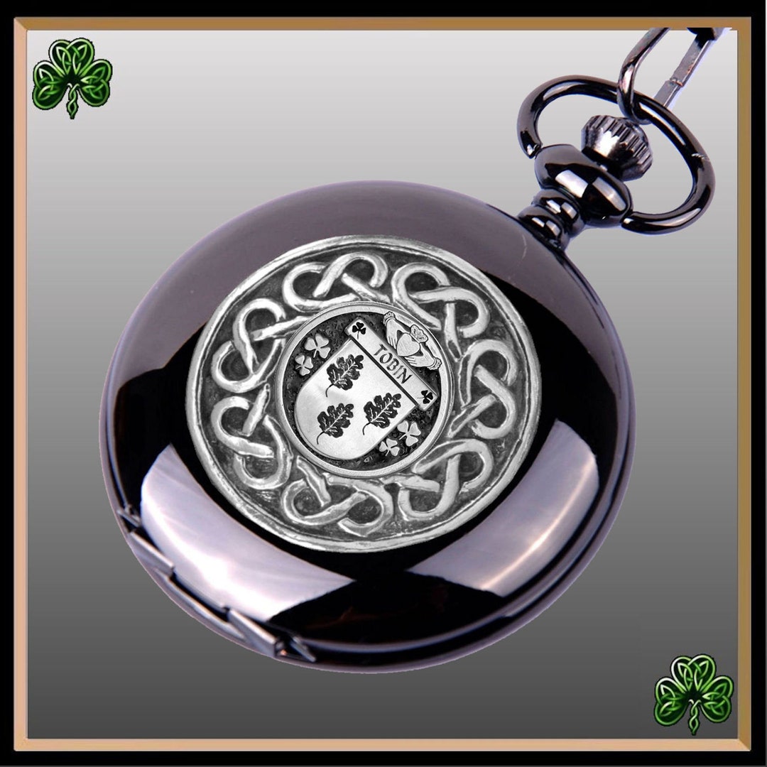 Tobin Irish Coat of Arms Black Pocket Watch - Etsy