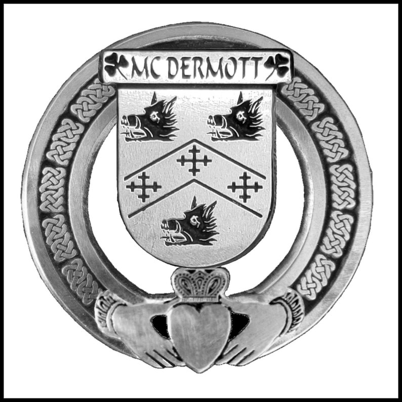 Mcdermott Irish Claddagh Coat of Arms Badge - Etsy