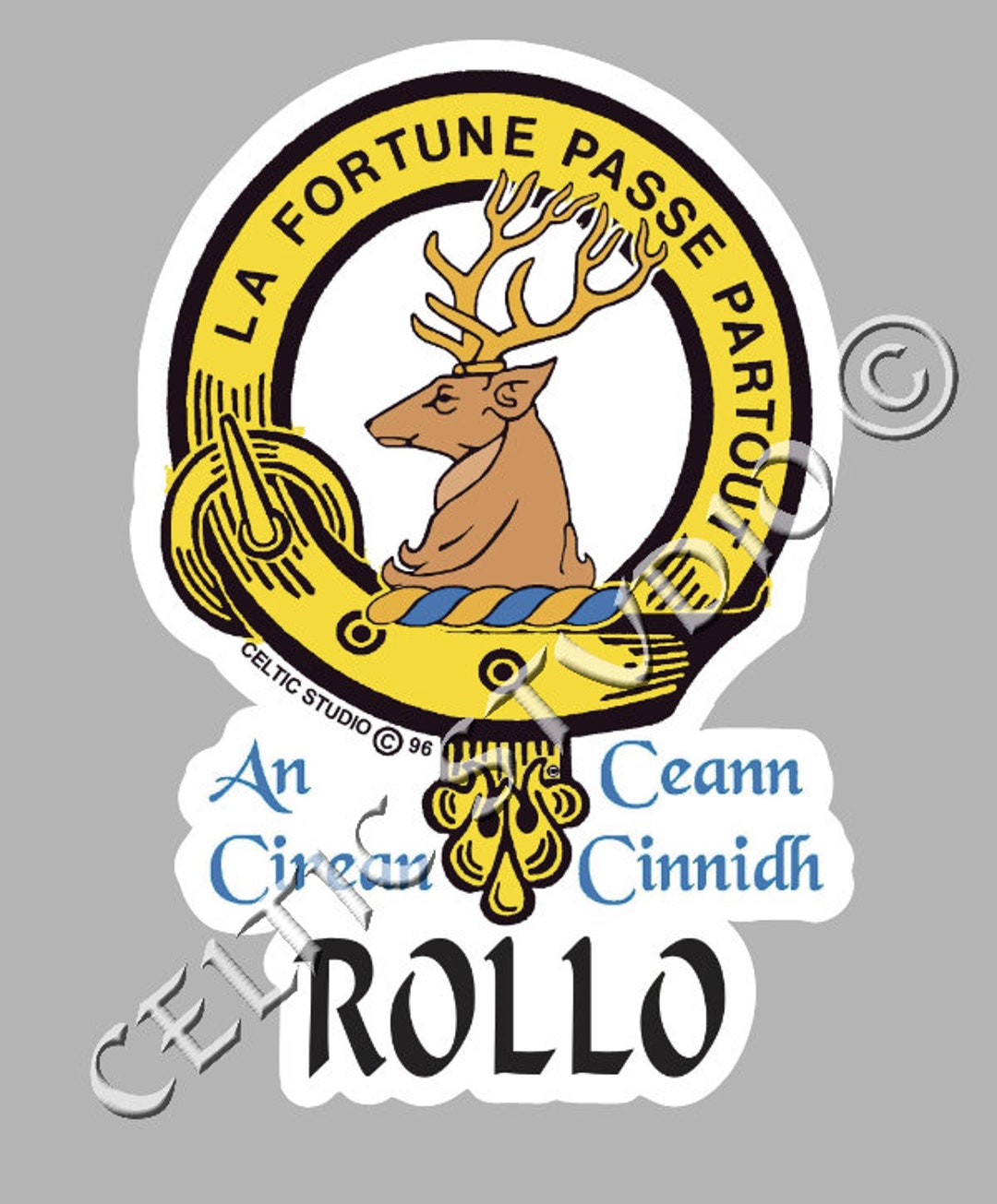 Rollo Clan Crest Decal | Custom Scottish Heritage Car & Laptop Stickers ...