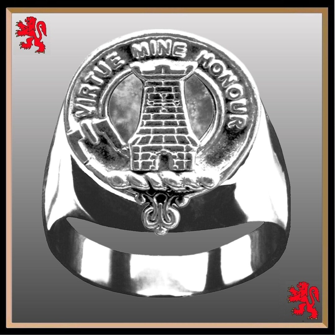 Maclean Scottish Clan Crest Ring GC100 ~ Sterling Silver and Karat Gold ...