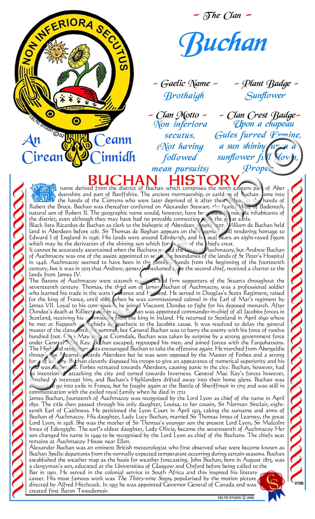Buchan Scottish Clan History - Etsy