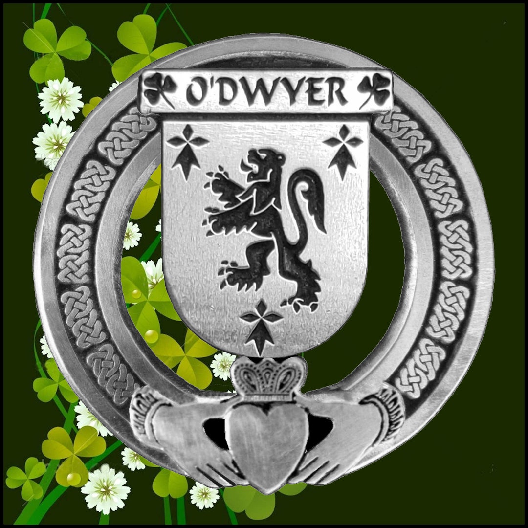 O'dwyer Irish Claddagh Coat of Arms Badge - Etsy