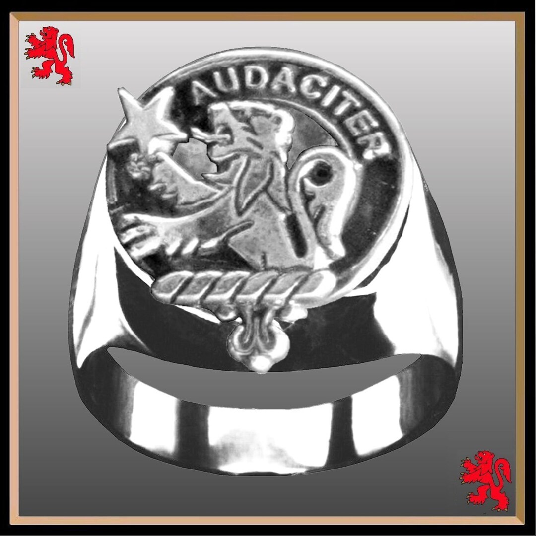 Ewing Scottish Clan Crest Ring GC100 ~ Sterling Silver and Karat Gold ...