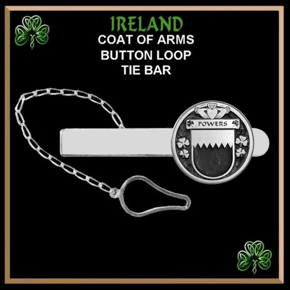 Powers Irish Coat of Arms Disk Loop Tie Bar Sterling Silver | Etsy