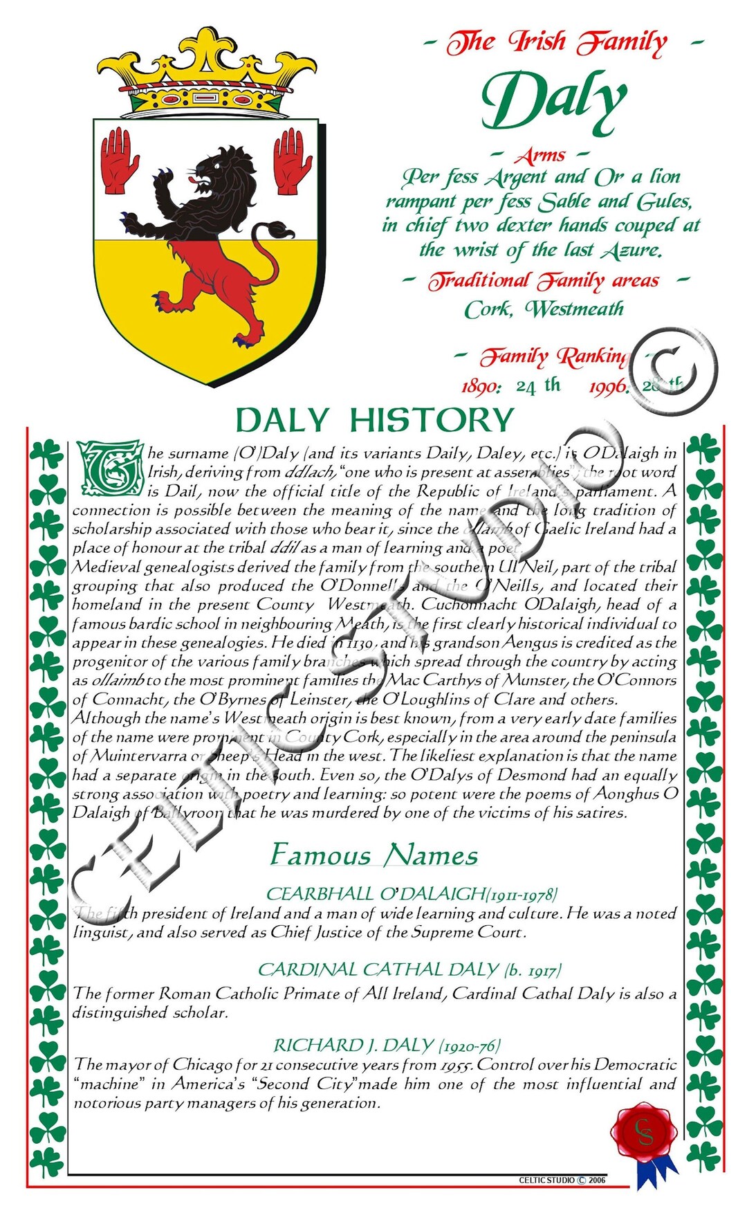 Daly Irish Family History - Etsy Australia