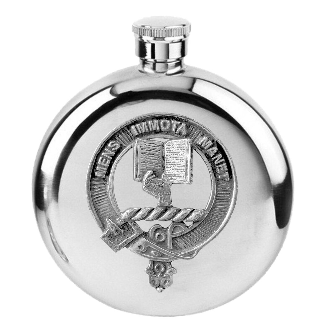 Meldrum 5oz Round Scottish Clan Crest Badge Stainless Steel Flask - Etsy