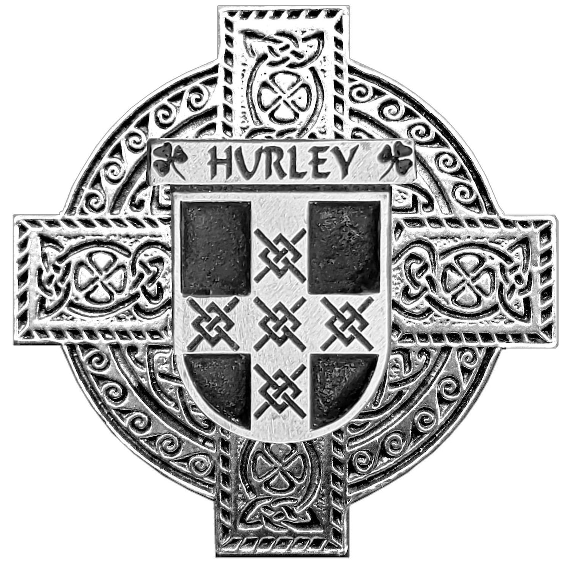 Hurley Irish Coat of Arms Celtic Cross Badge - Etsy