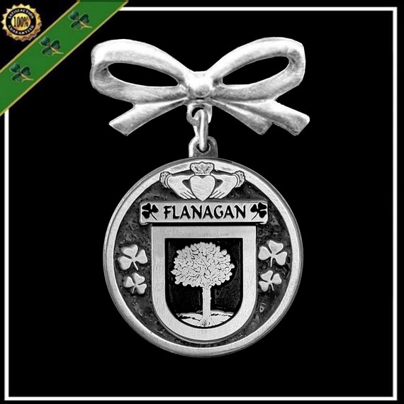Flanagan Irish Coat of Arms Disk Bow Brooch - Etsy