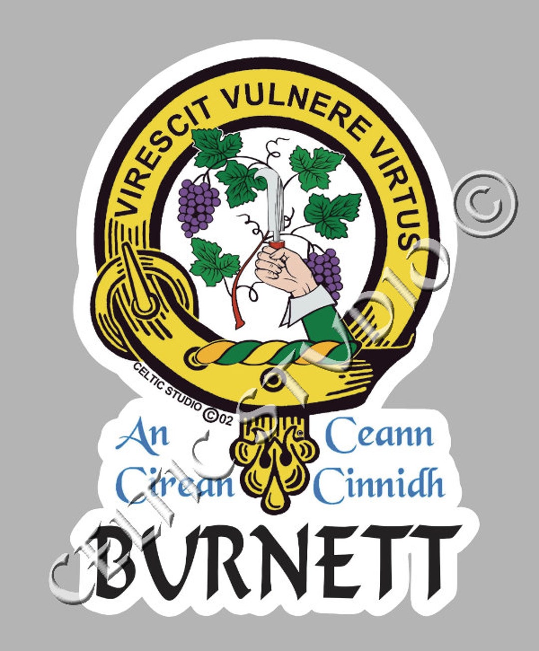 Burnett Clan Crest Decal | Custom Scottish Heritage Car & Laptop ...