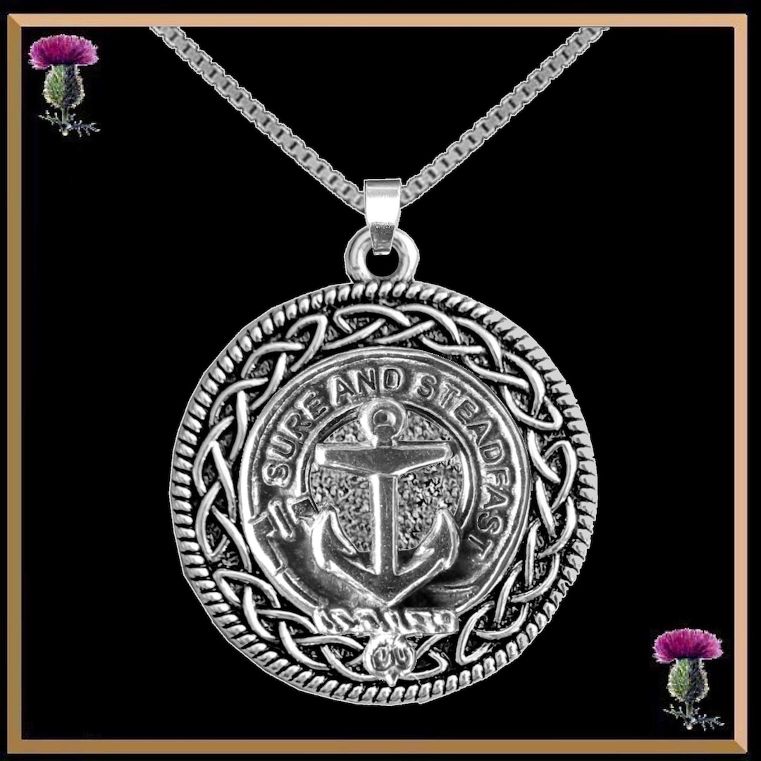 Clark Clan Crest Celtic Interlace Disk Pendant, Scottish Family Crest ...