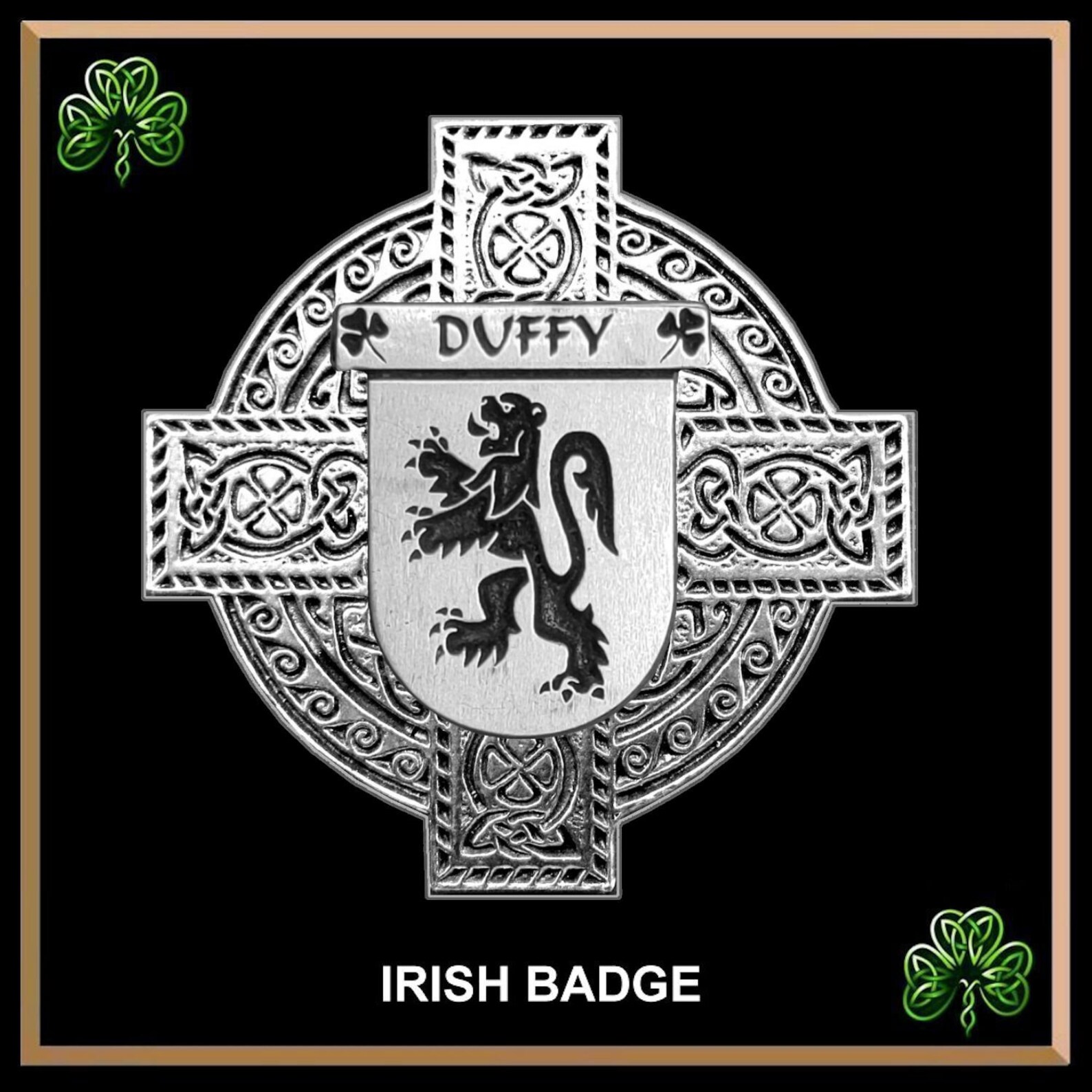 Duffy Irish Coat of Arms Celtic Cross Badge - Etsy