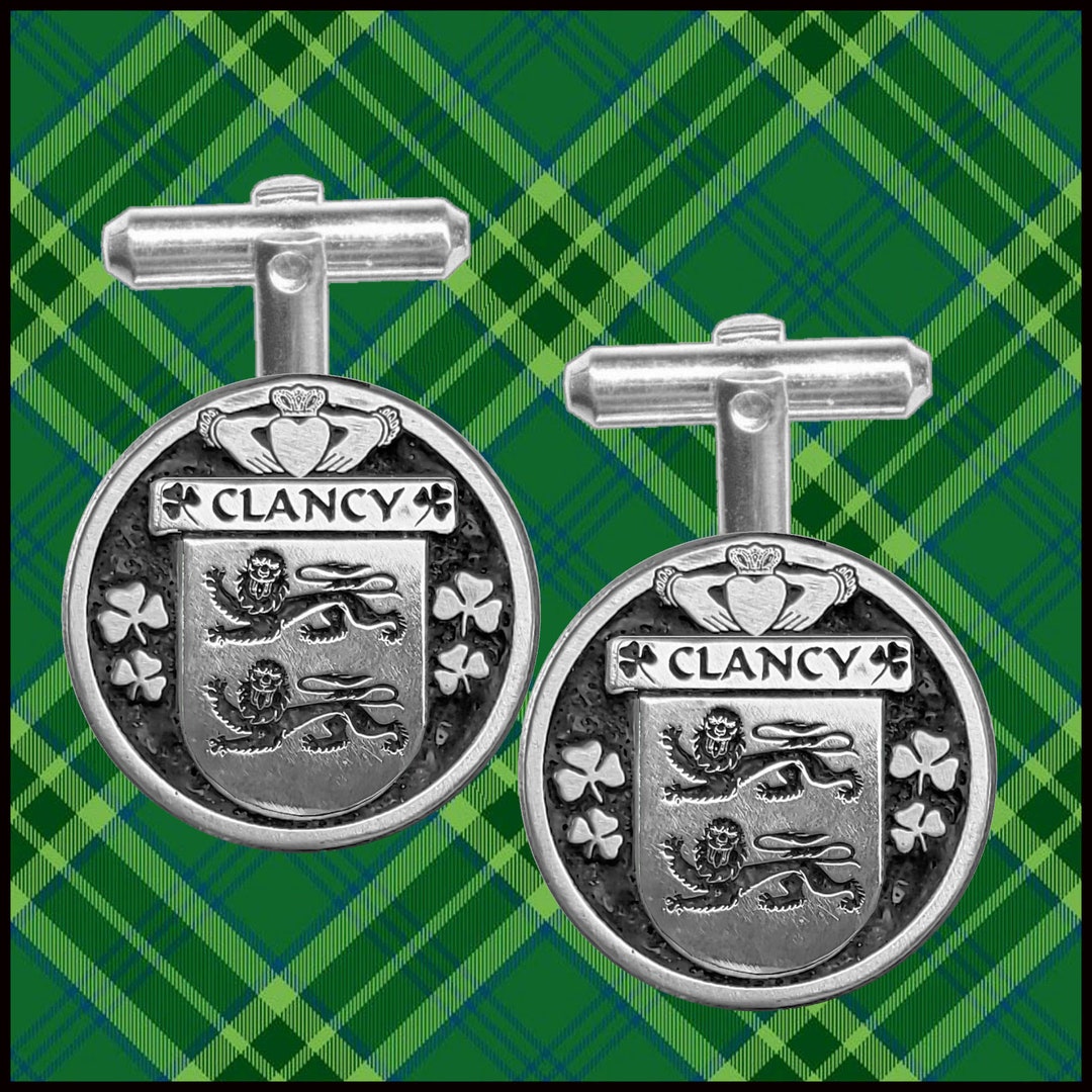 Clancy Irish Coat of Arms Disk Cufflinks - Etsy