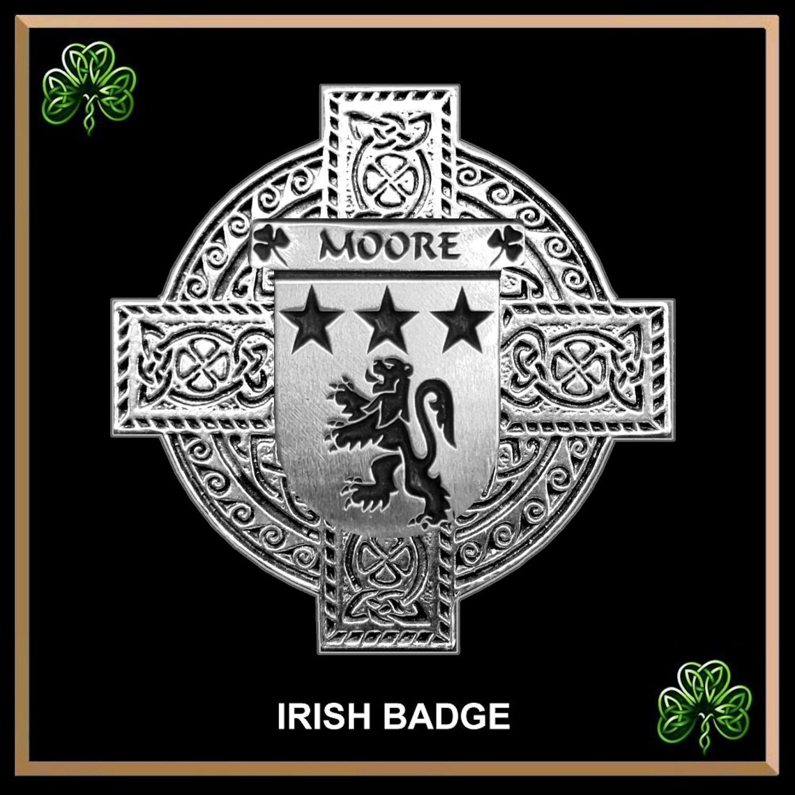 Moore Irish Coat of Arms Celtic Cross Badge - Etsy