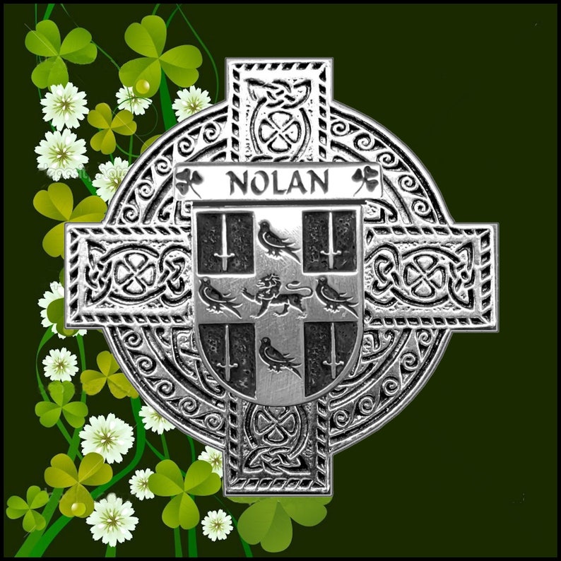 Nolan Irish Coat of Arms Celtic Cross Badge - Etsy