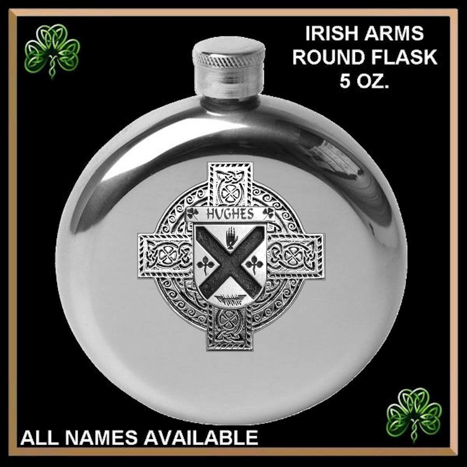 Hughes Irish Celtic Cross Round Flask 5 Oz - Etsy