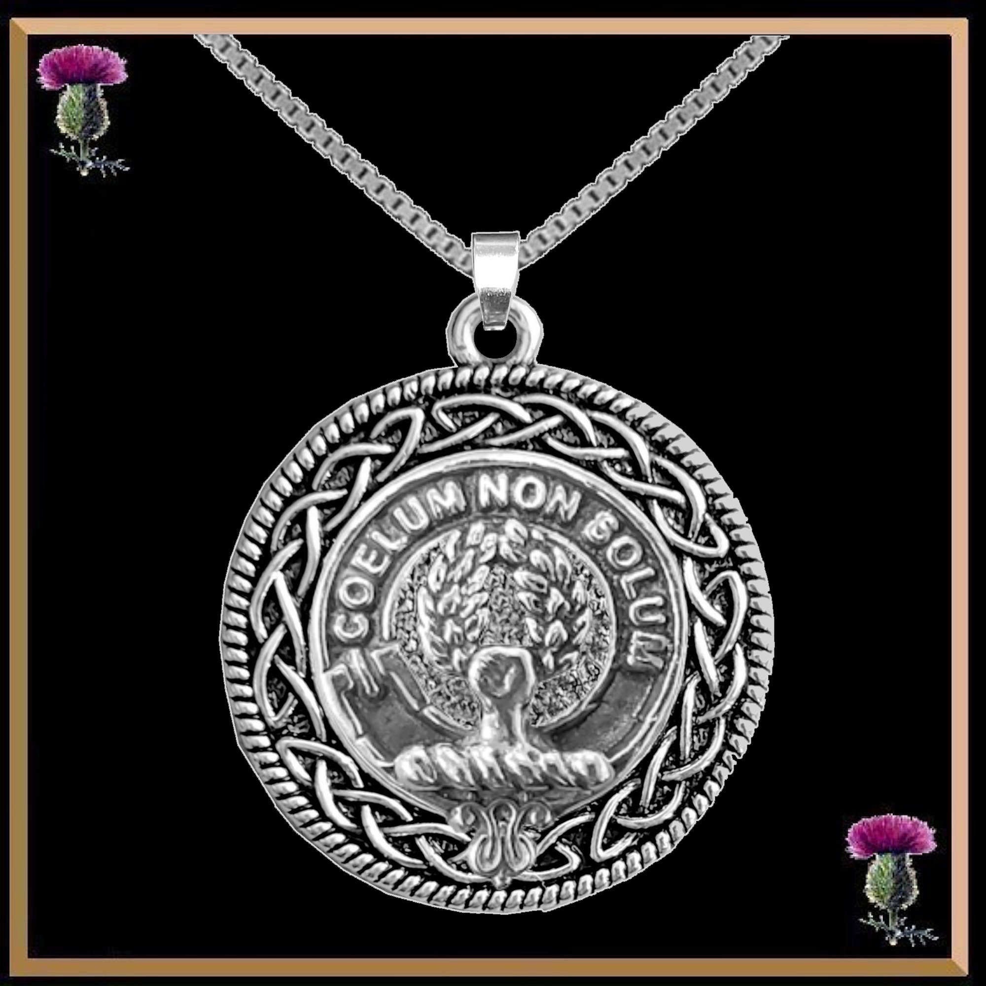 Stevenson Clan Crest Celtic Interlace Disk Pendant Scottish - Etsy