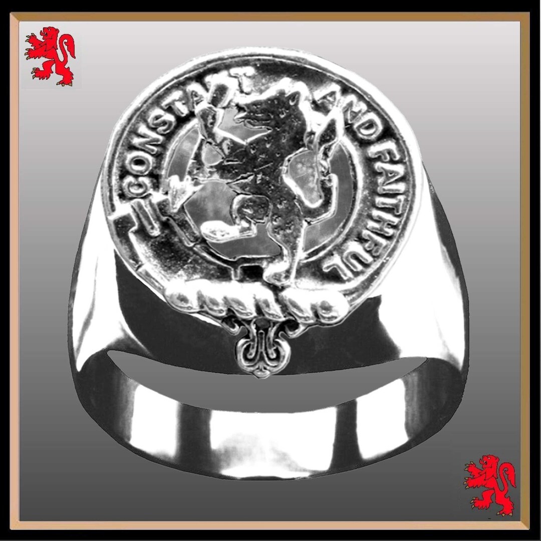 Macqueen Scottish Clan Crest Ring GC100 ~ Sterling Silver and Karat ...