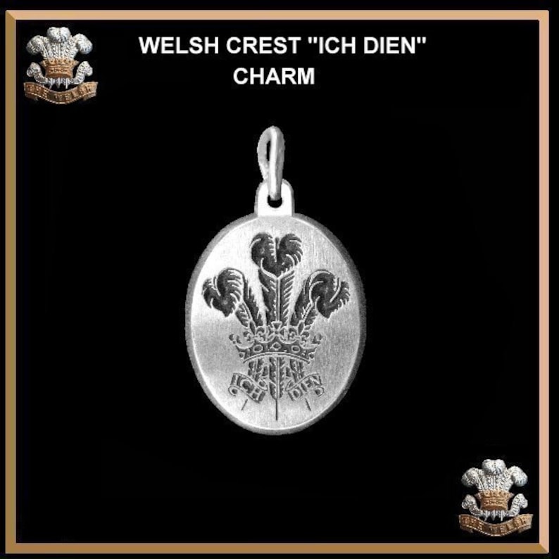 Welsh Crest 'ich Dien' Charm Sterling Silver - Etsy