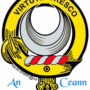 Leask Clan Crest Celtic Interlace Disk Pendant, Scottish Family Crest ...