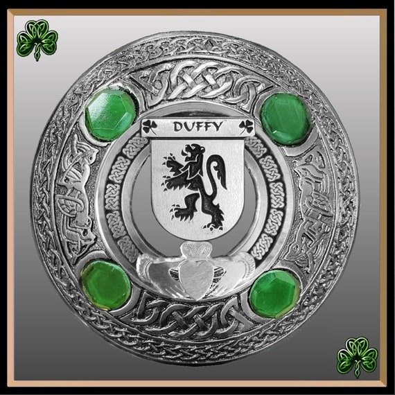 Duffy Irish Claddagh Coat of Arms Plaid brooch Emerald | Etsy