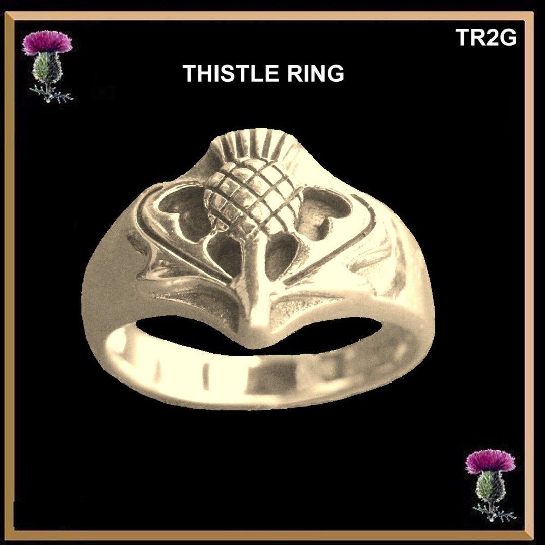 10K Gold Scottish Thistle Ring Raised Relief Scotland Emblem - Etsy